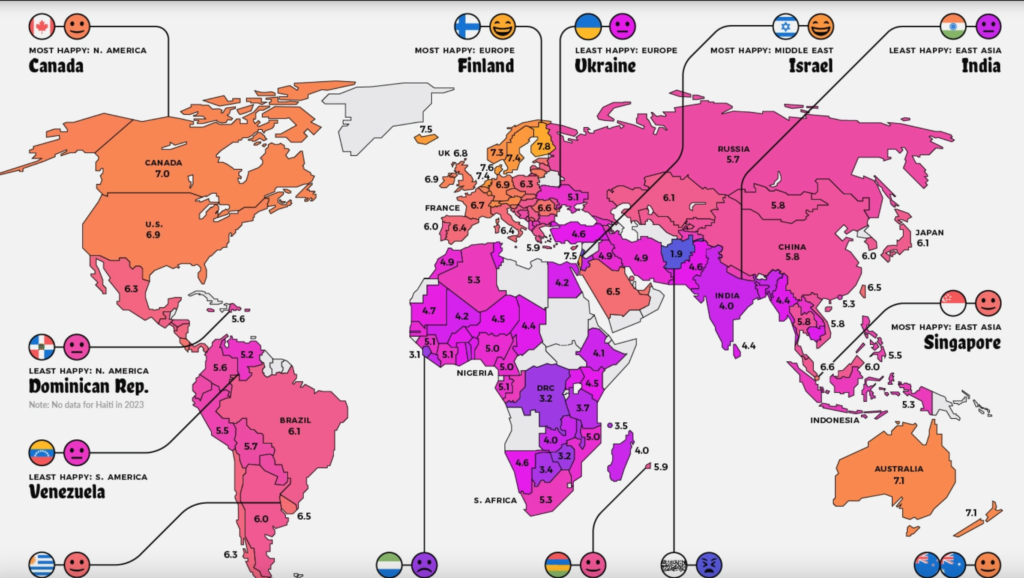 Mapped: The World’s Happiest Countries in 2023